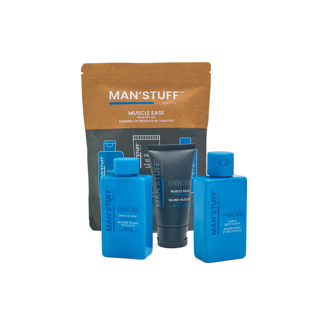 Man Stuff Muscle Ease 3 Piece Kit Muscle Soak, Muscle Balm & Hair & Bo ...